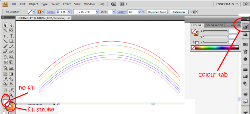 How to draw a rainbow with Adobe Illustrator - Hungred Dot Com